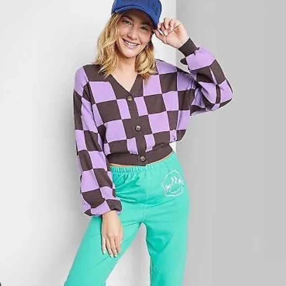 Sweaters | Small Ascot And Hart Brown And Purple Checkered Cardigan ...